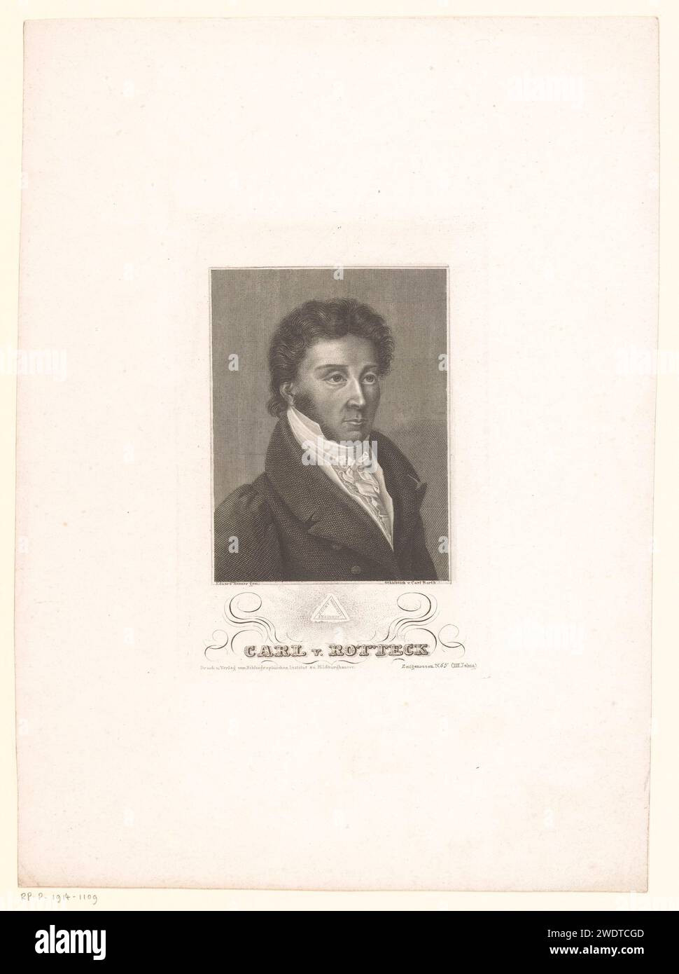 Portret van Karl von Rotteck, Karl Barth, after Eduard Benner, 1829 - c ...