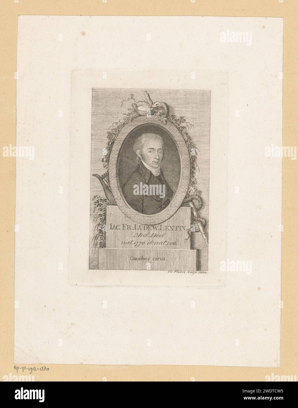 Portrait van Jakob Friedrich Ludwig Lentin, Johann Christoph Franz ...