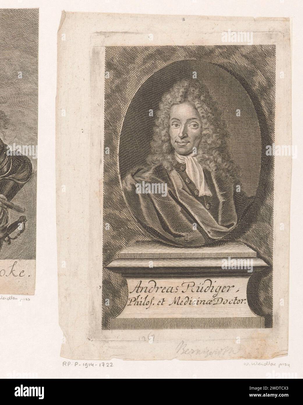 Portrait of Andreas Rüdigeroth, 1717 print Leipzig paper engraving ...