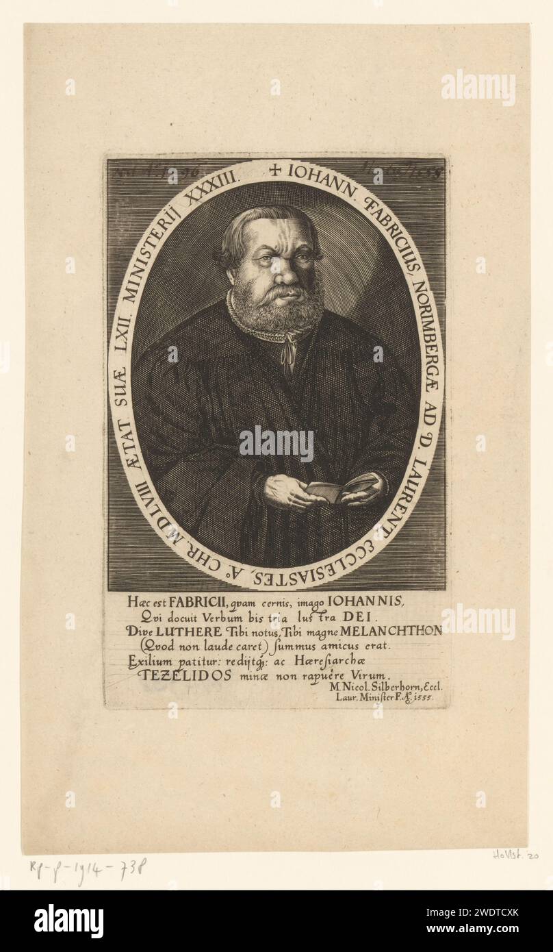 Portrait van Johann Fabricius, Johann Pfann, c. 1648 - 1663 print paper ...