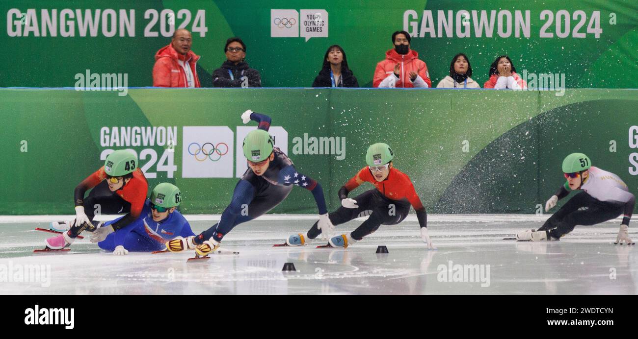 Sean Boxiong Shuai of the U.S., centre, competes as Peter Joseph ...