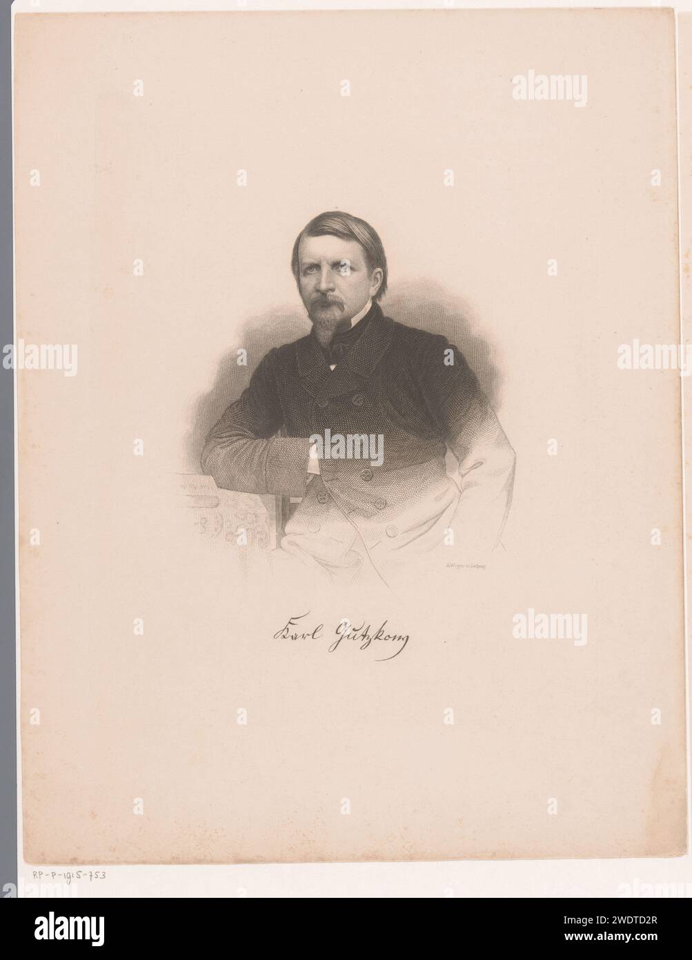 PortraT van Karl Gutzkow, August Weger, 1849 - 1892 print Leipzig paper steel engraving ...