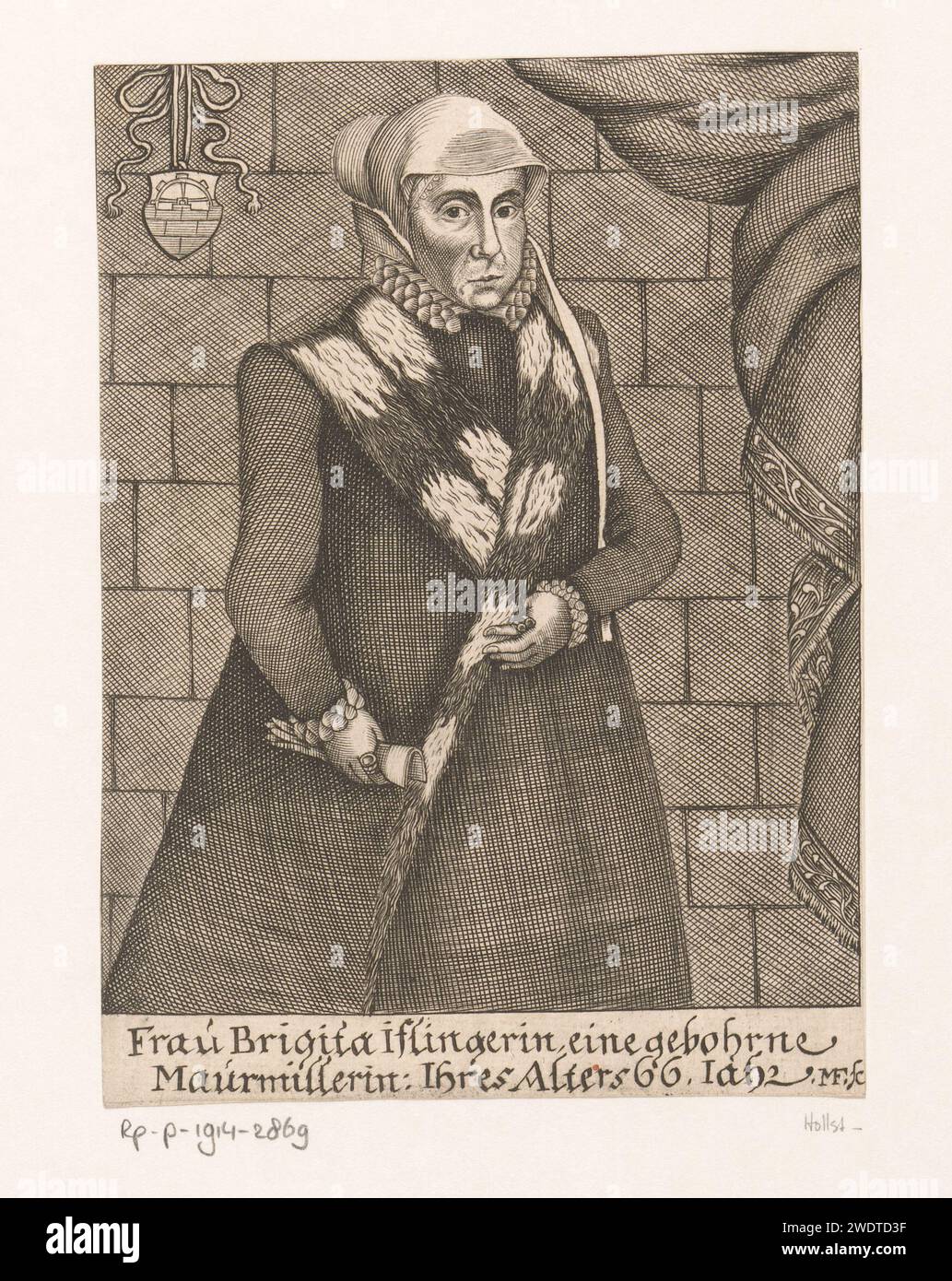 Portrait of Brigitta Iflinger at the age of 66, Michael Fennitzer, 1651 ...