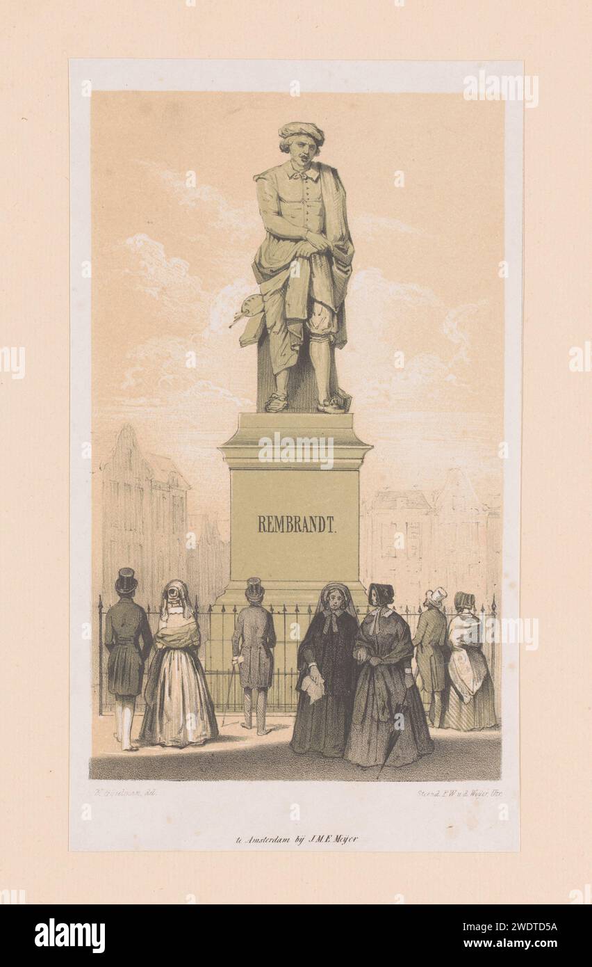 Statue of Rembrandt in Amsterdam, Warner Gijselman, 1842 - 1900 print ...