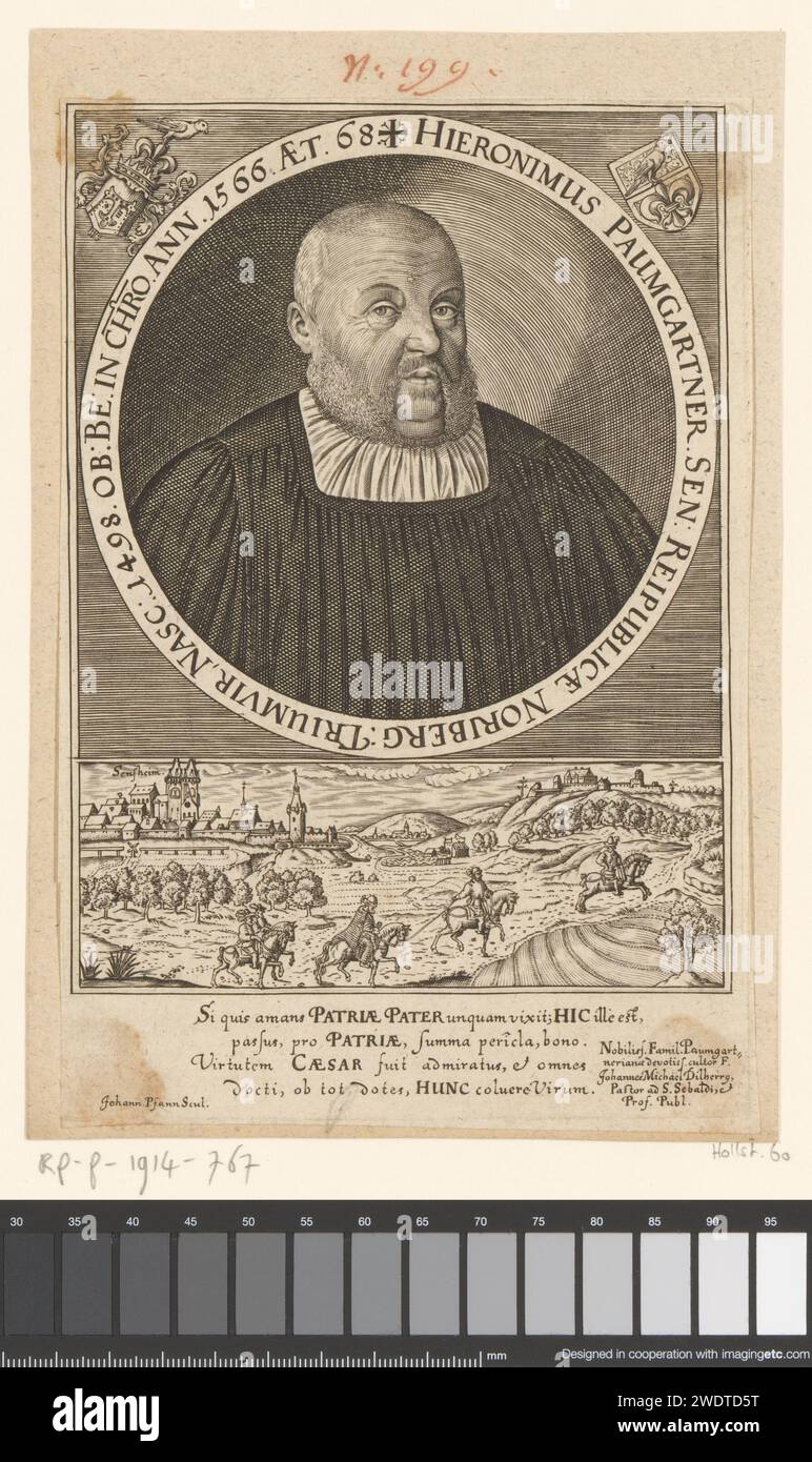 PortraT van Hieronymus Paumgartner, Johann Pfann, c. 1648 - 1663 print ...