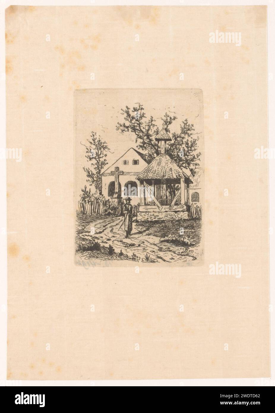 Road along the water well and stone cross, Maria van Hohenzollern ...