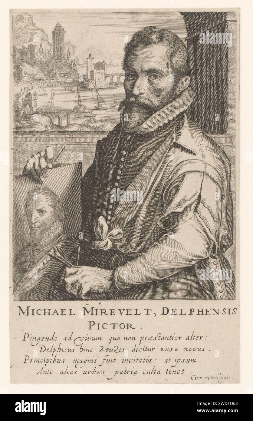 Portrait of Michiel Mierevelt, Simon Frisius, 1610 print The Hague ...