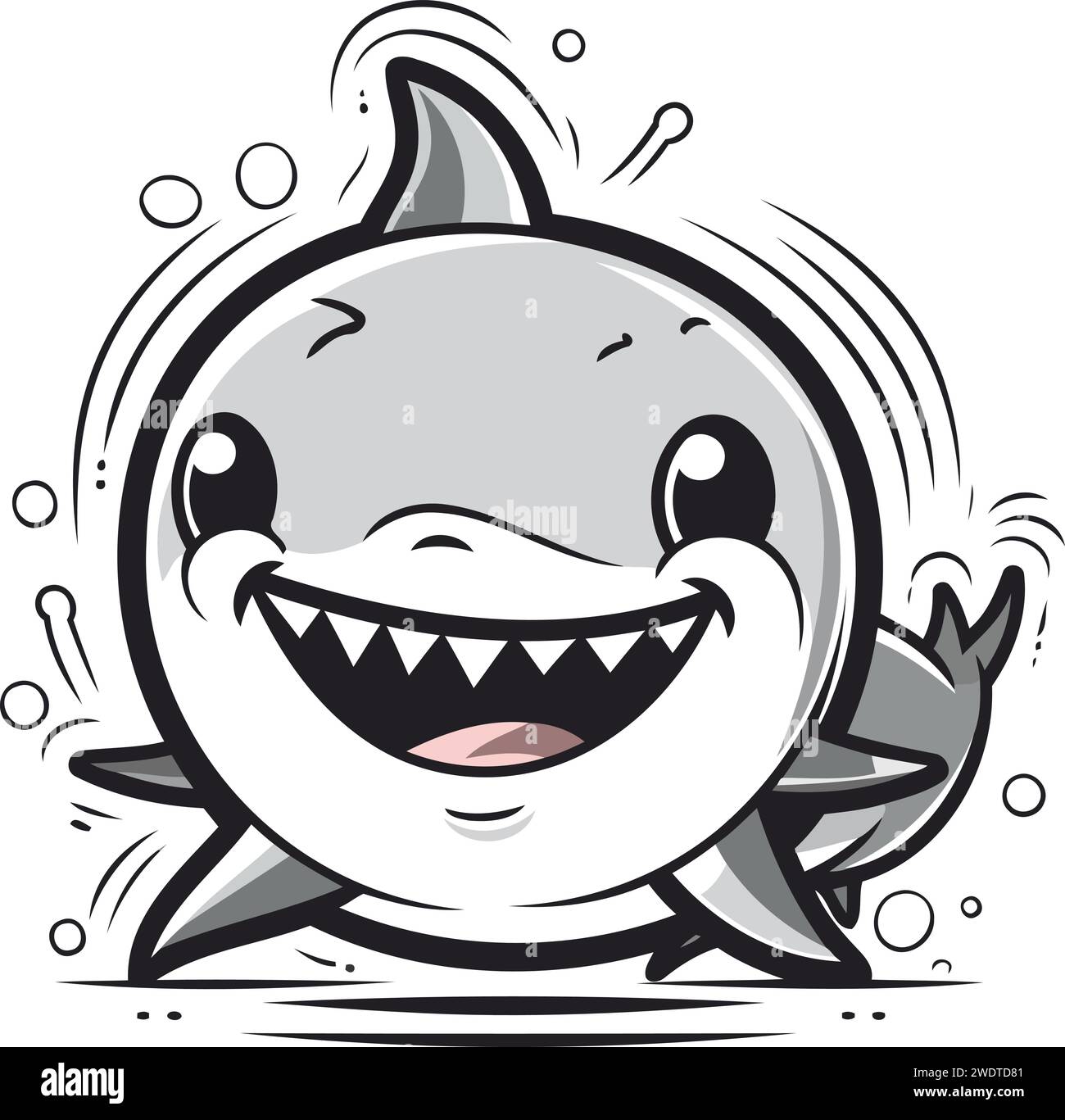 Happy shark cartoon icon hi-res stock photography and images - Alamy