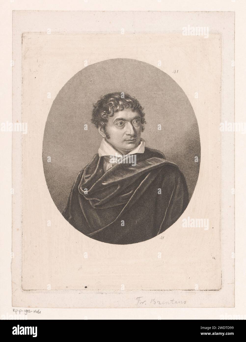 Portrait van Franz von Brentano, Ludwig Emil Grimm, 1800 - 1844 print ...