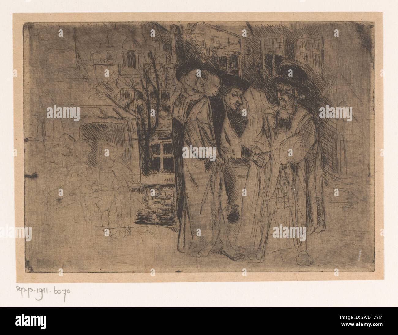 Meeting between five people on the street, Henri Leys (Baron), 1825 ...