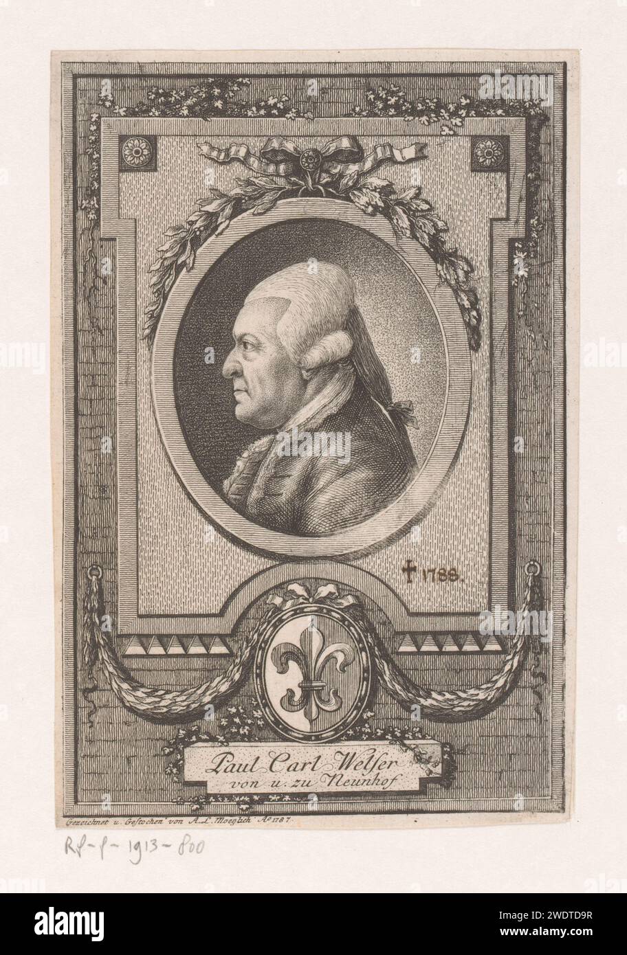 PortraT van Paul Carl Welser, Andreas Leonhard Moeglich, 1787 print ...