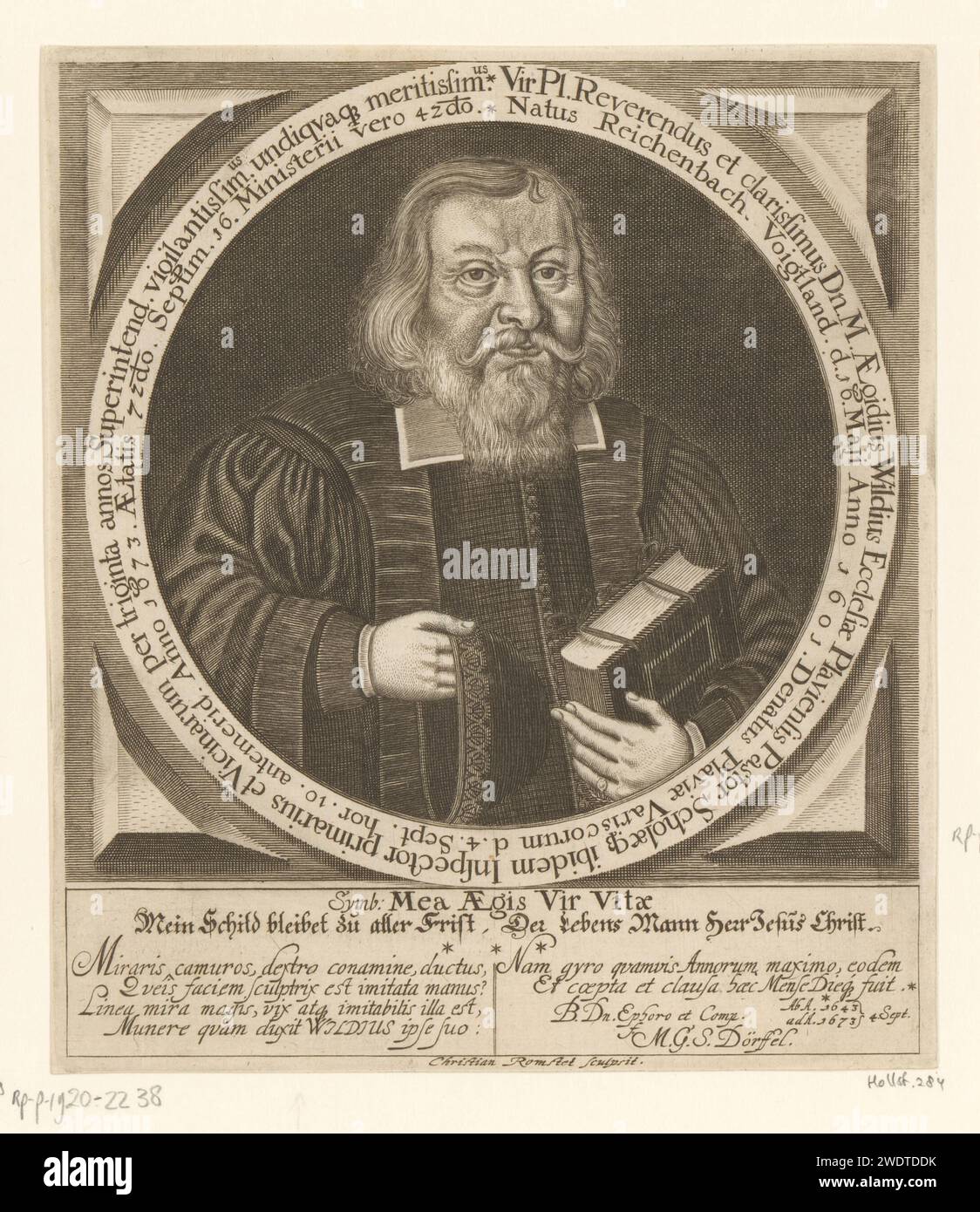 Portret Van Giles Wild, Christian Romstet, 1673 - 1721 print paper ...