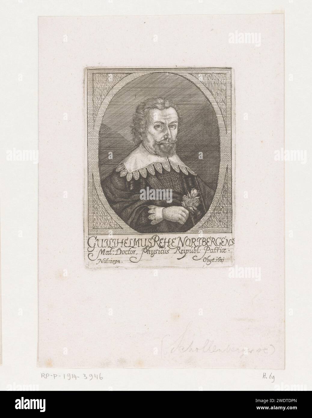 Portrait van Wilhelm Rehe, Johann Jacob Schollenberger, 1656 - 1689 ...