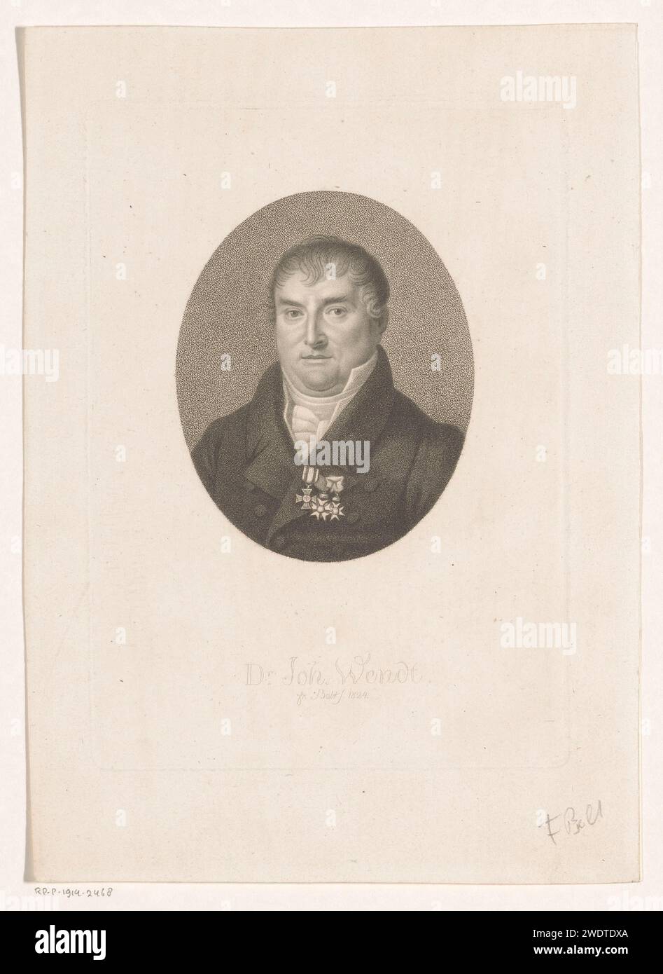 Portrait van Johann Wendt, Johann Friedrich Bolt, 1824 print Berlin ...