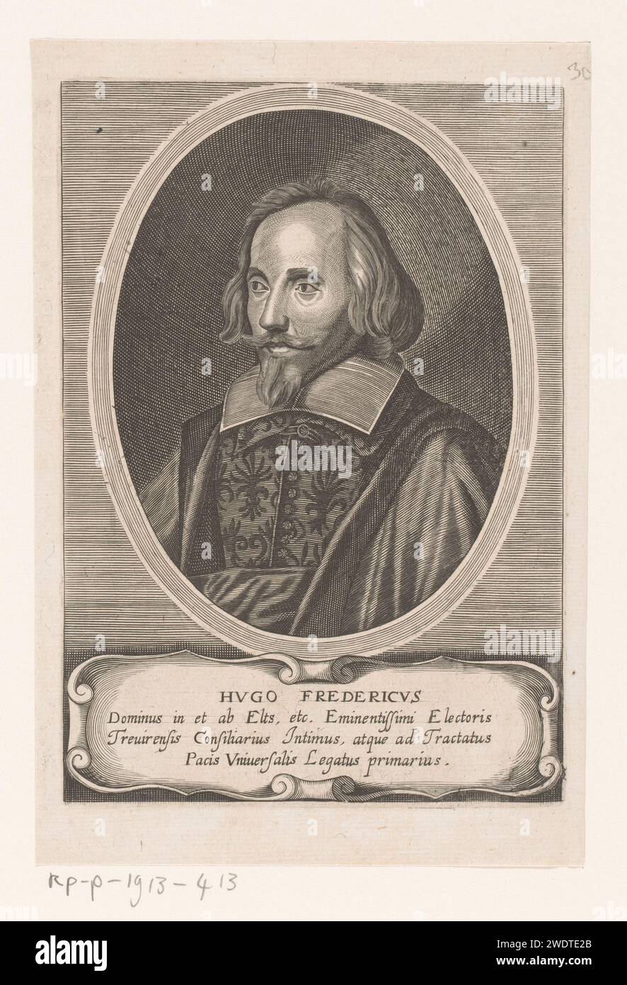 PortraT van Hugo Friederich von Eltz, Matthäus Merian (I), 1652 paper ...