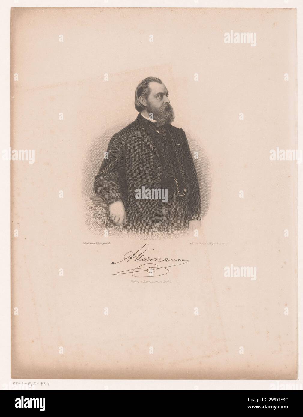 PortraT van Albert Niemann, August Weger, After Anonymous, 1865 - 1892 print Leipzig paper steel ...