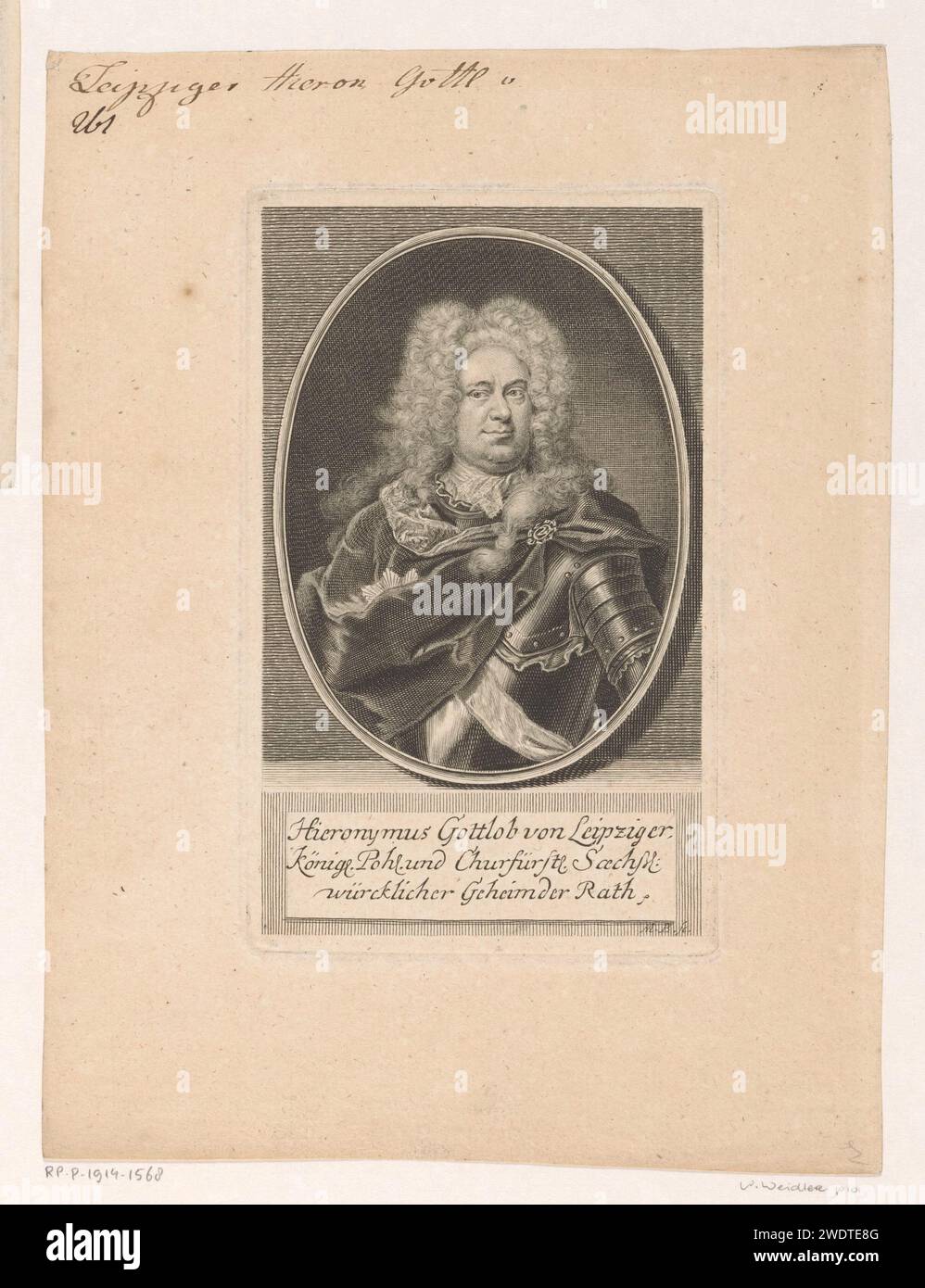PortraT van Gottlob Hieronymus von Leipziger, Martin Bernigeroth, 1729 ...