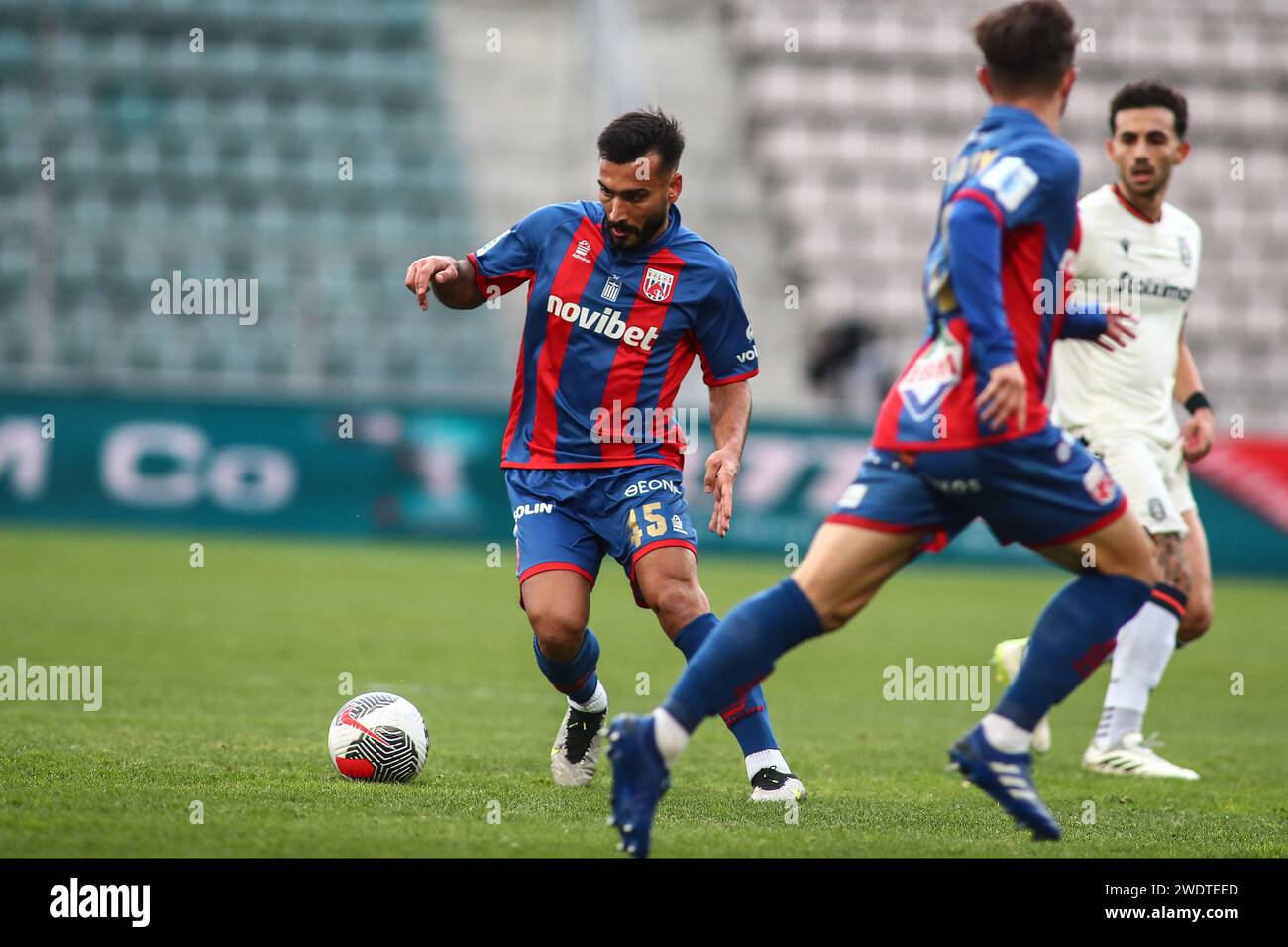 Volos, Greece. 21st Jan, 2024. Volos player Panagiotis Moraitis (Left ...