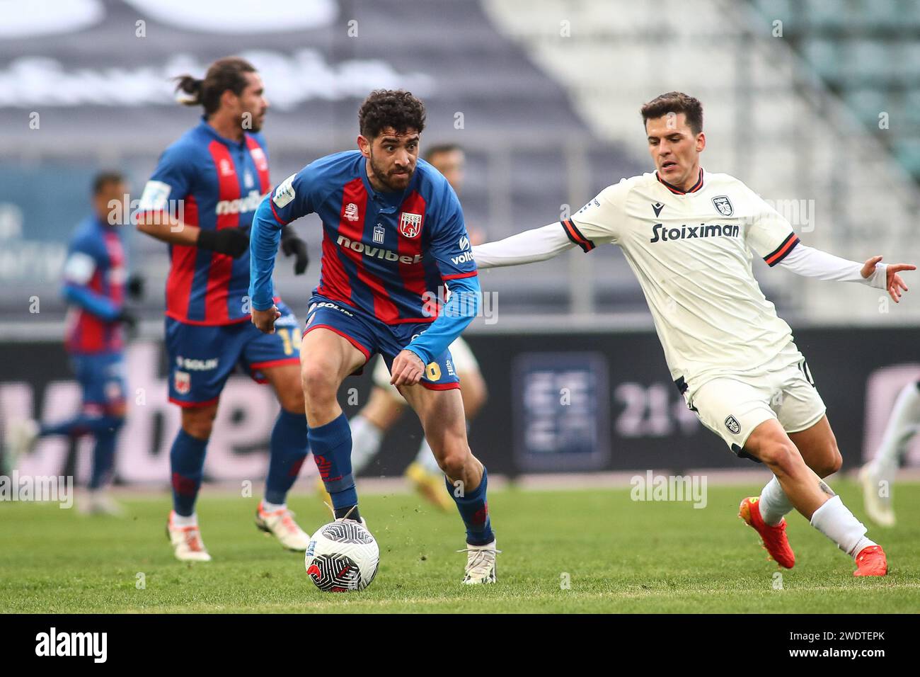 Volos, Greece. 21st Jan, 2024. Volos player Christos Sielis (Center) in ...