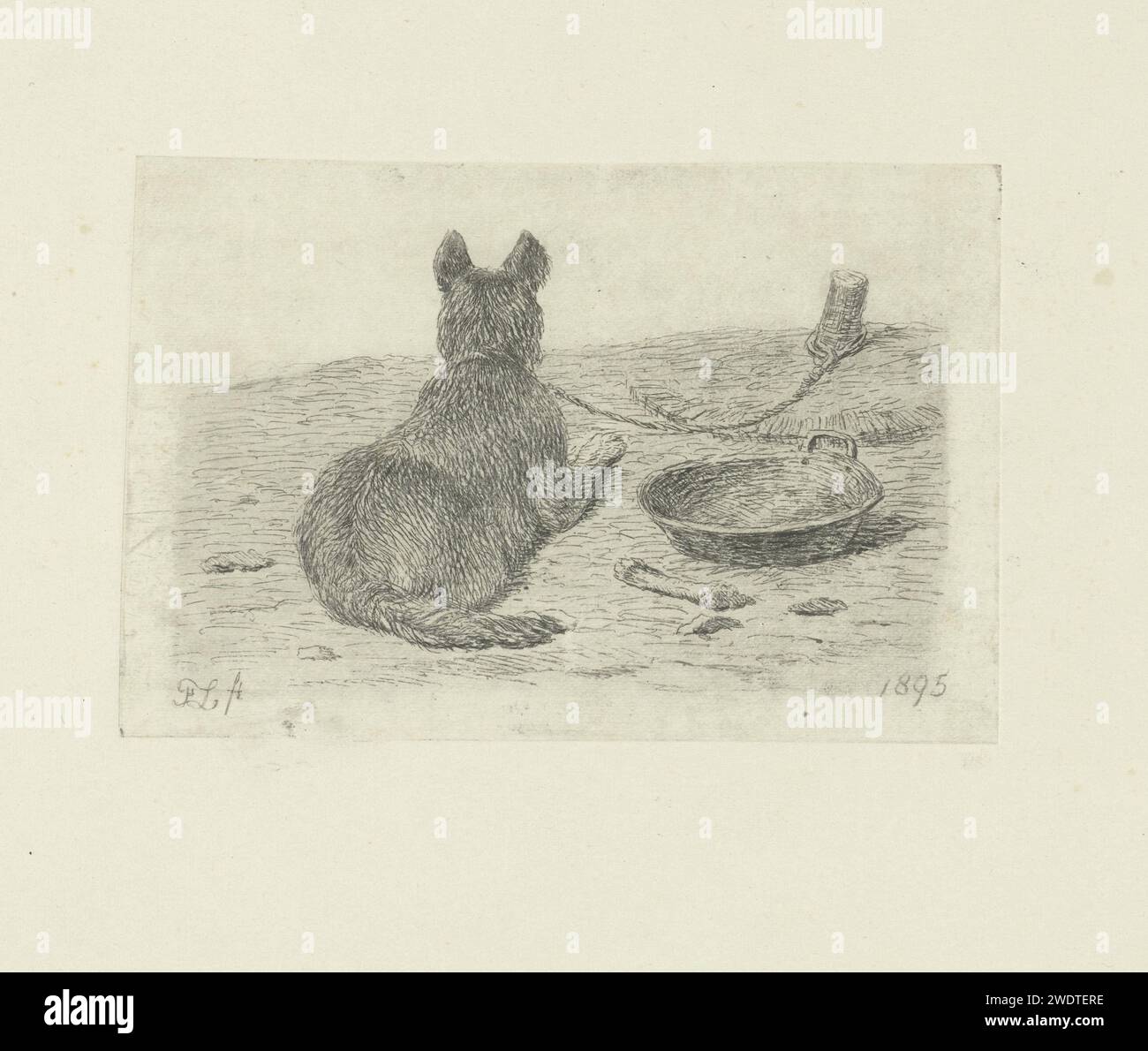 Lying dog seen from behind, Frans Lebret, 1895 print A horizontal dog ...