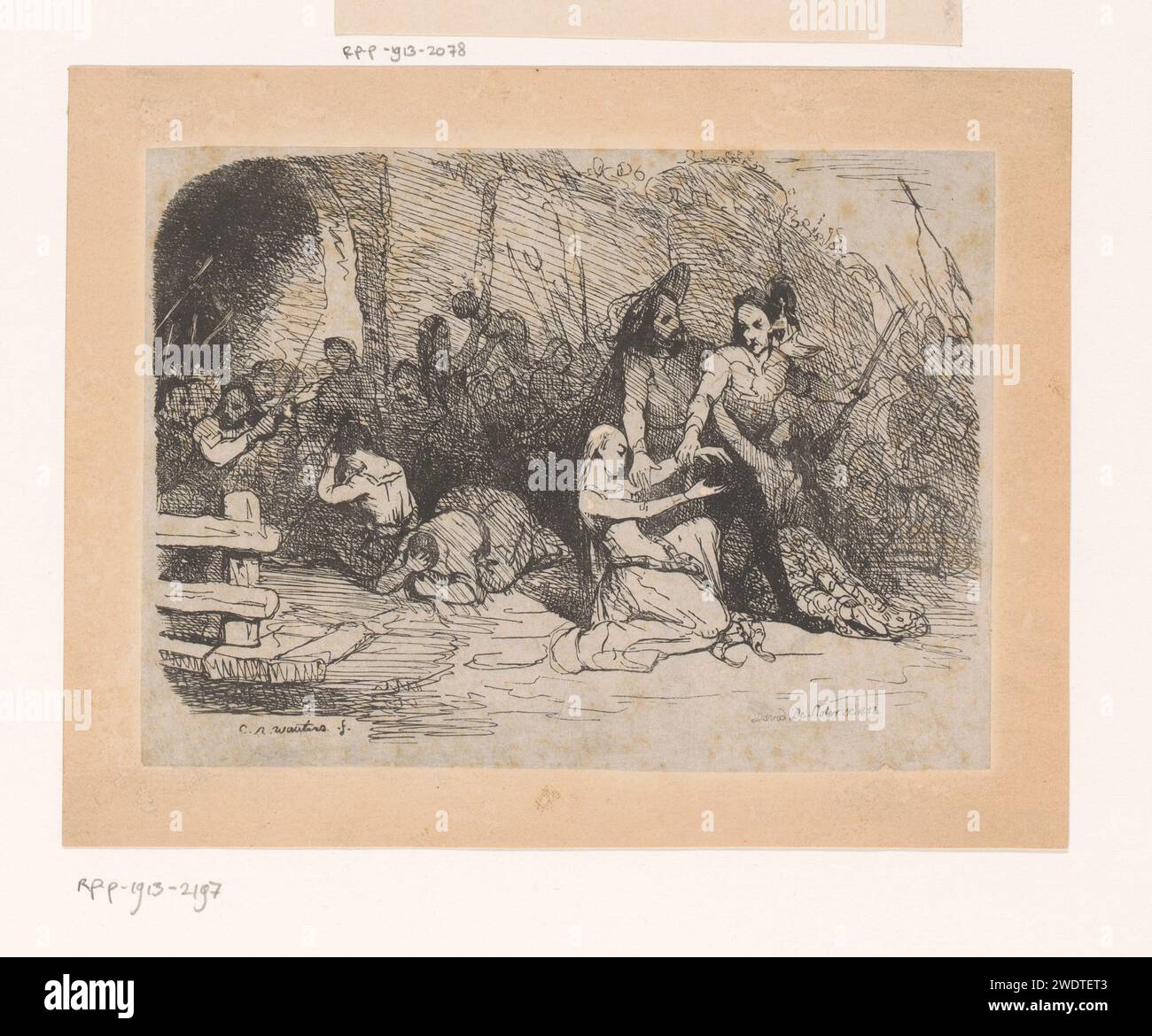 Fighting scene at the gate of a walled city, David Emile Joseph de ...