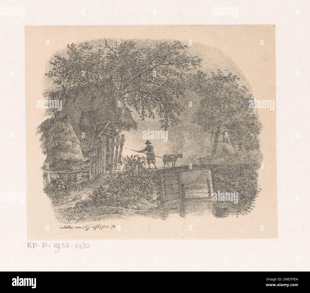 Schaapskooi near Brug, François Joseph Pfeiffer (II), 1809 - 1835 print ...