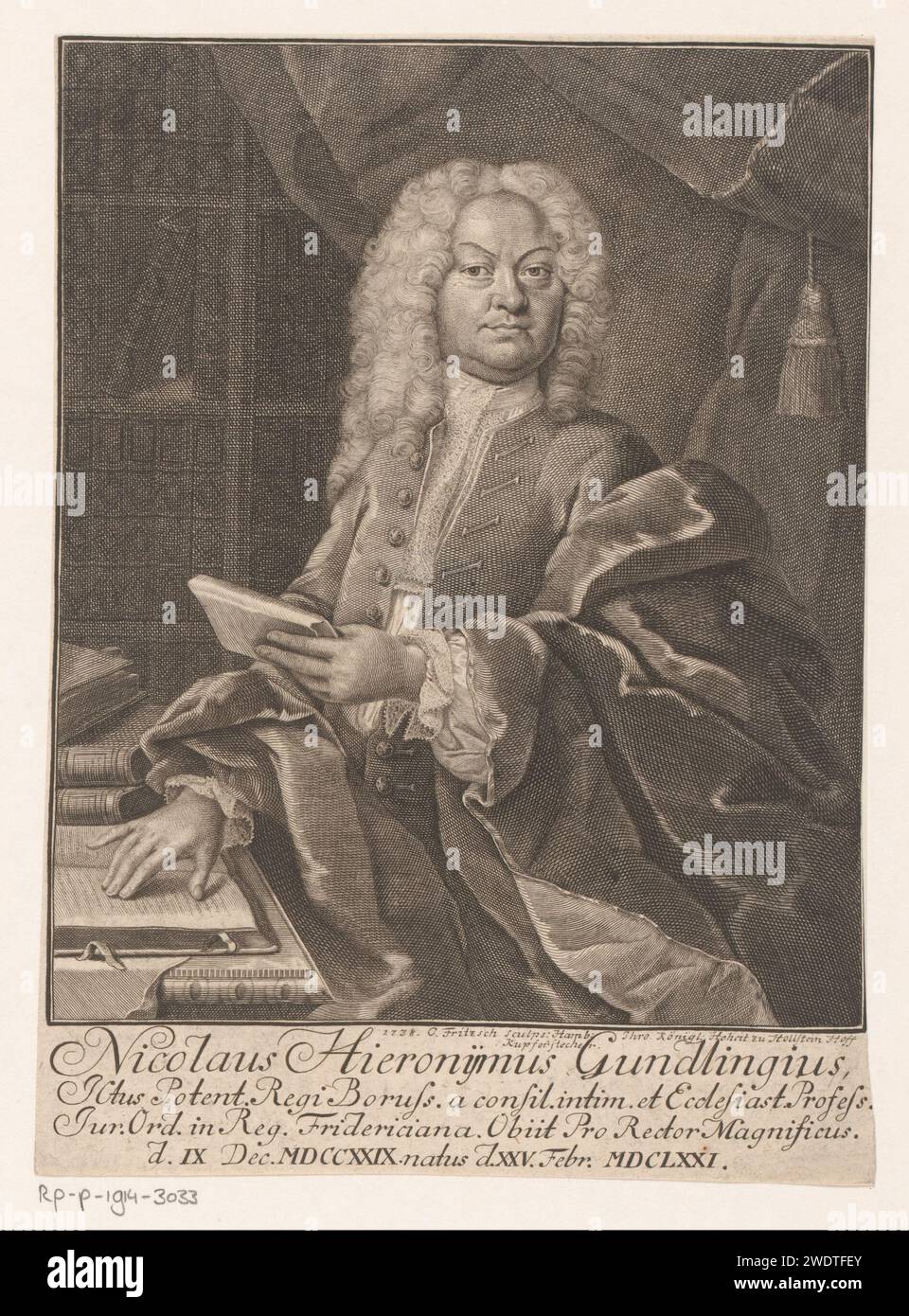 Portrait van Nicolaus Hieronymus Gundling, Christian Fritzsch, 1738 ...