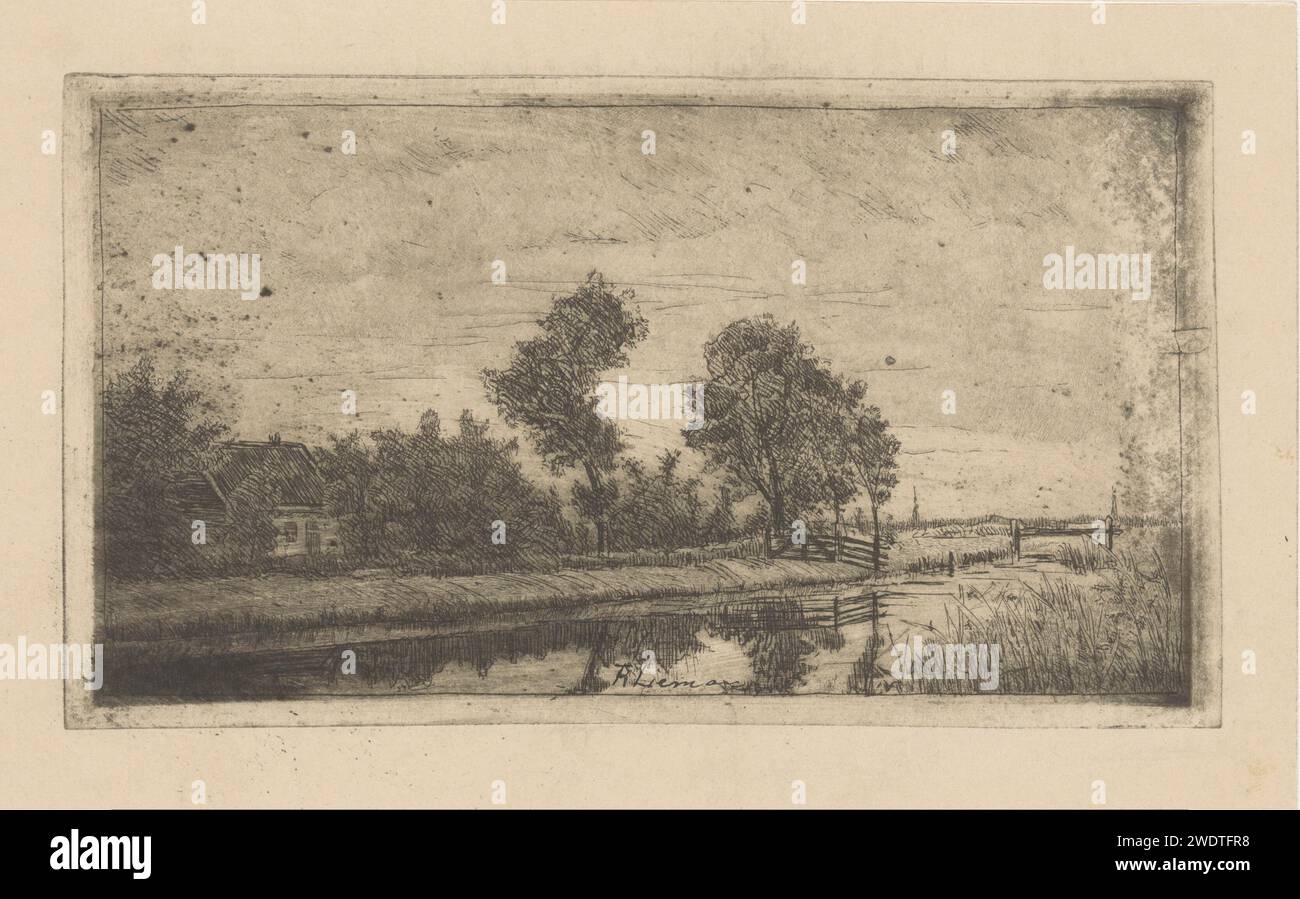 River landscape, Reijer Lieman, 1892 - 1928 print On the left on the ...