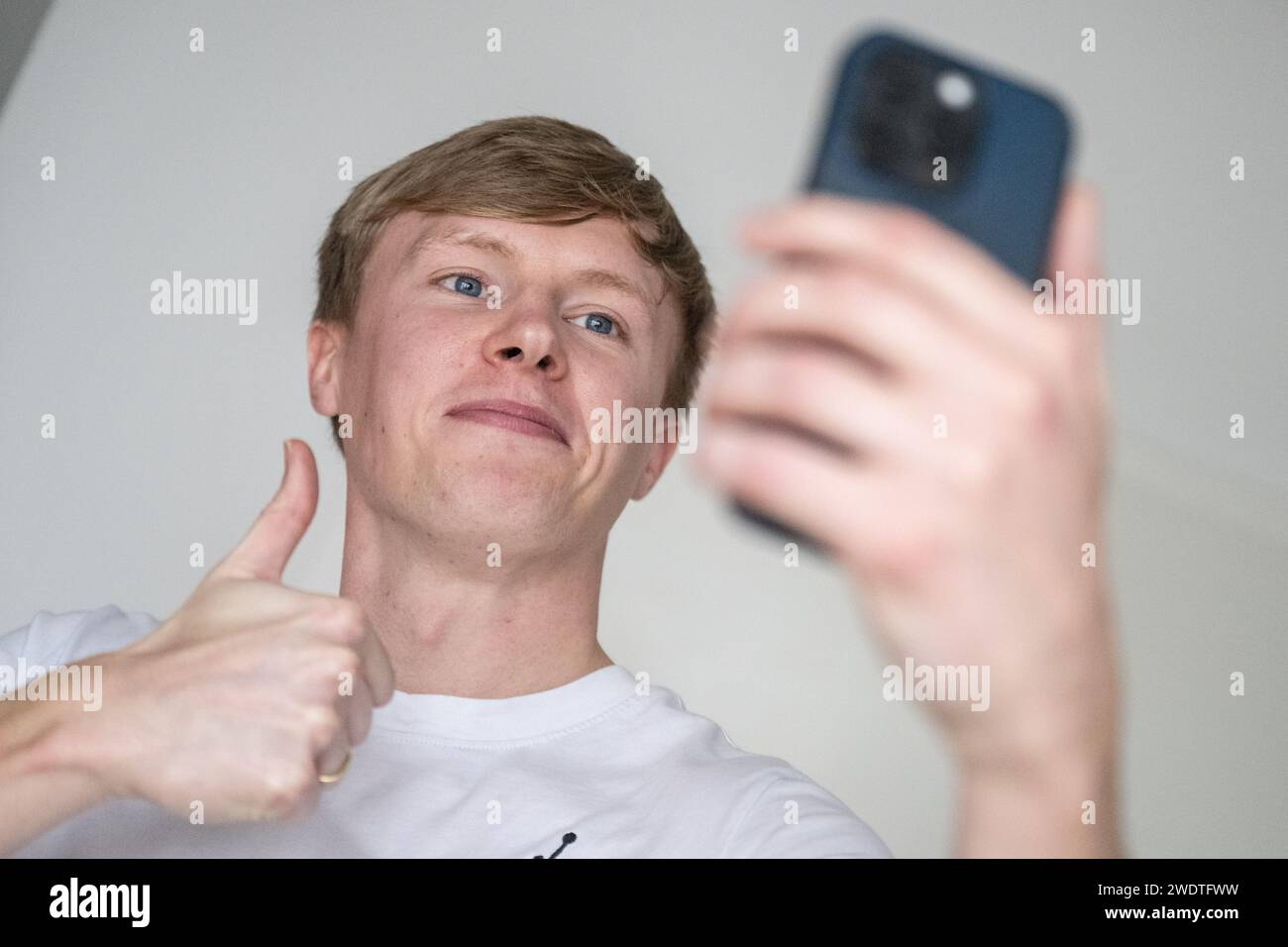 18 January 2024, Baden-Württemberg, Crailsheim: Influencer Liam ...
