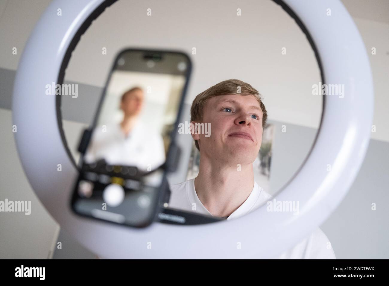 18 January 2024, Baden-Württemberg, Crailsheim: Influencer Liam ...