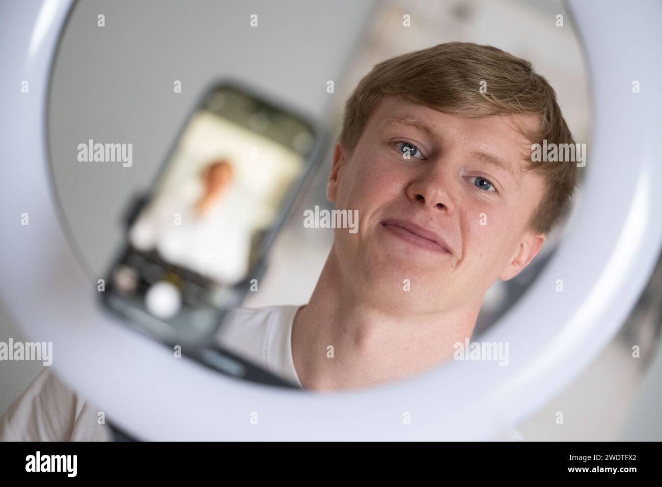 18 January 2024, Baden-Württemberg, Crailsheim: Influencer Liam ...