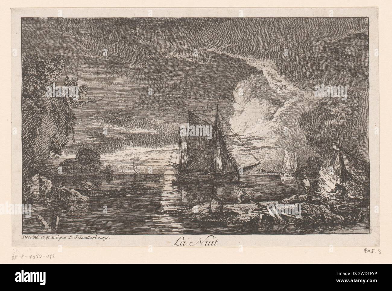 Nocturnal seascape, Philipp Jacques Loutherbourg (I), 1708 - 1812 print ...