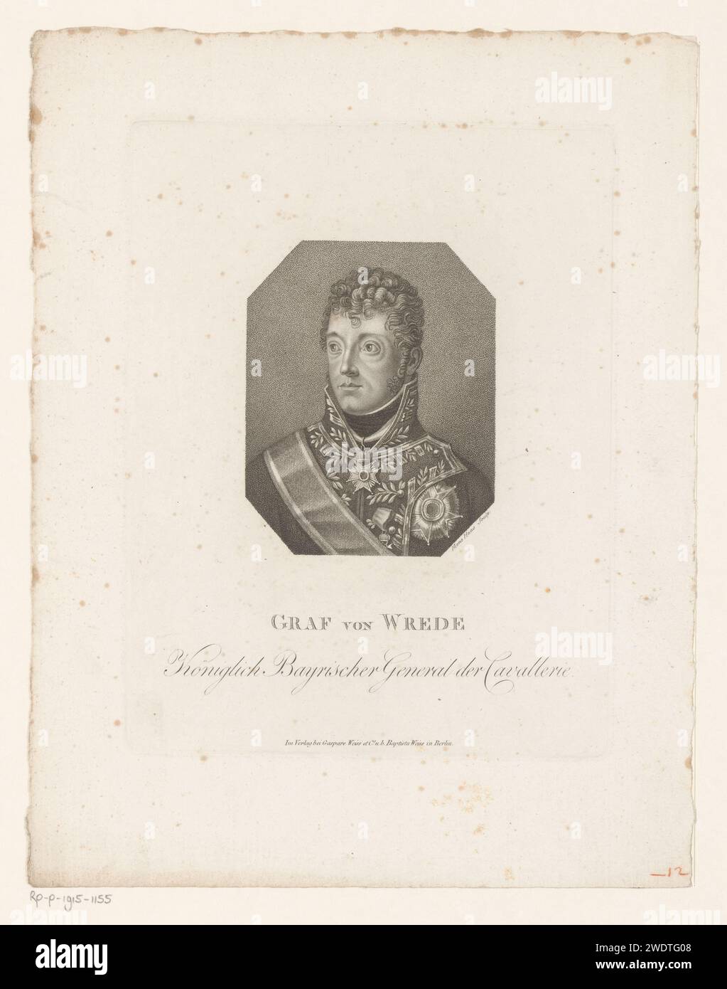 PortraT van Carl Philipp von Wrede, Meno Haas, 1777 - 1833 print Berlin ...