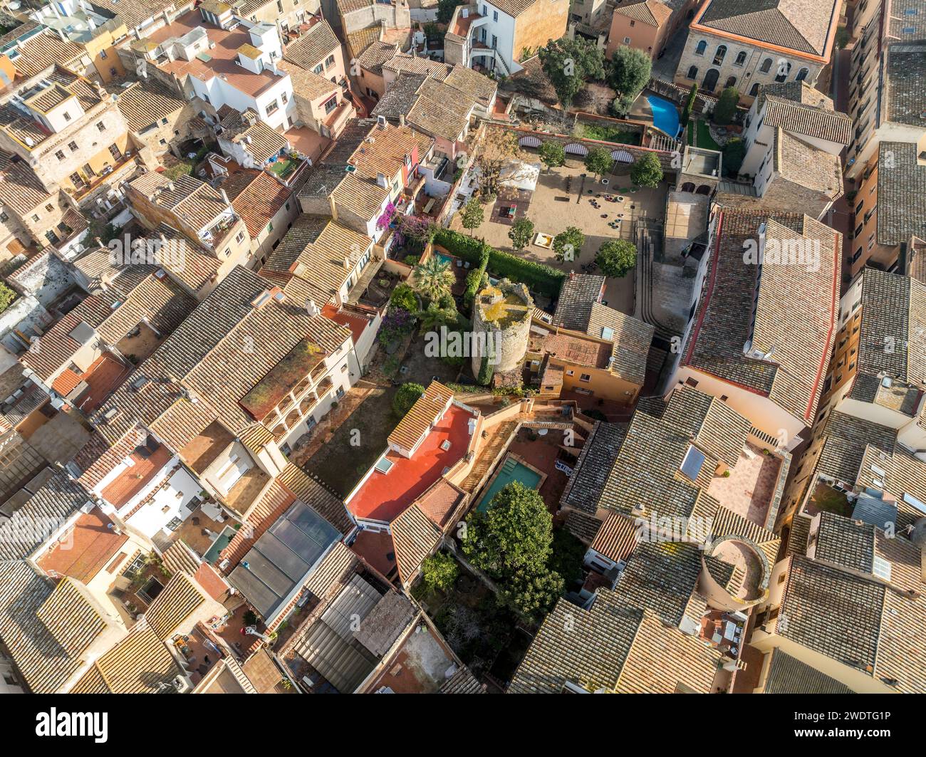 Remains of a 16th-century Begur castle fort atop a forested hill, with ...
