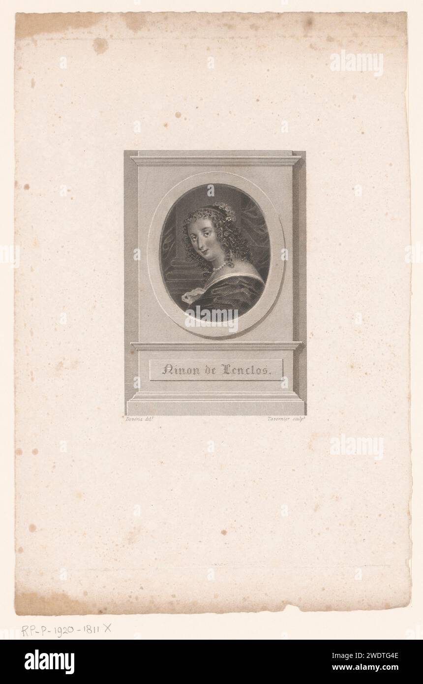 Portret Van Ninon de Lenclos, Pierre Joseph Tavernier, After Achille Devéria, 1797 - 1845 print ...
