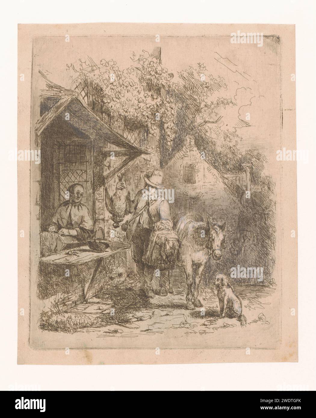Street face with Poultry Seller, Adrien Joseph Verhoeven-Ball, 1847 ...