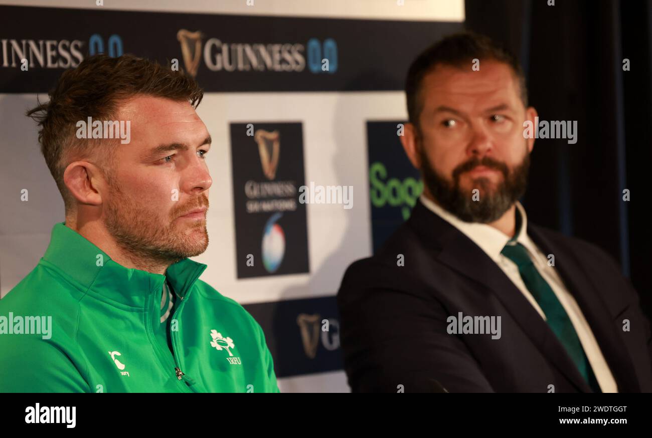 Ireland captain Peter O'Mahony (left) and head coach Andy Farrell during the 2024 Guinness Men's ...
