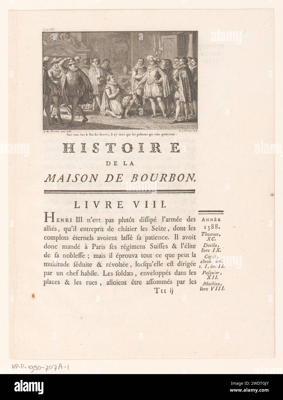 Interior with Hendrik IV in the midst of Nobles, a man kneels for him ...