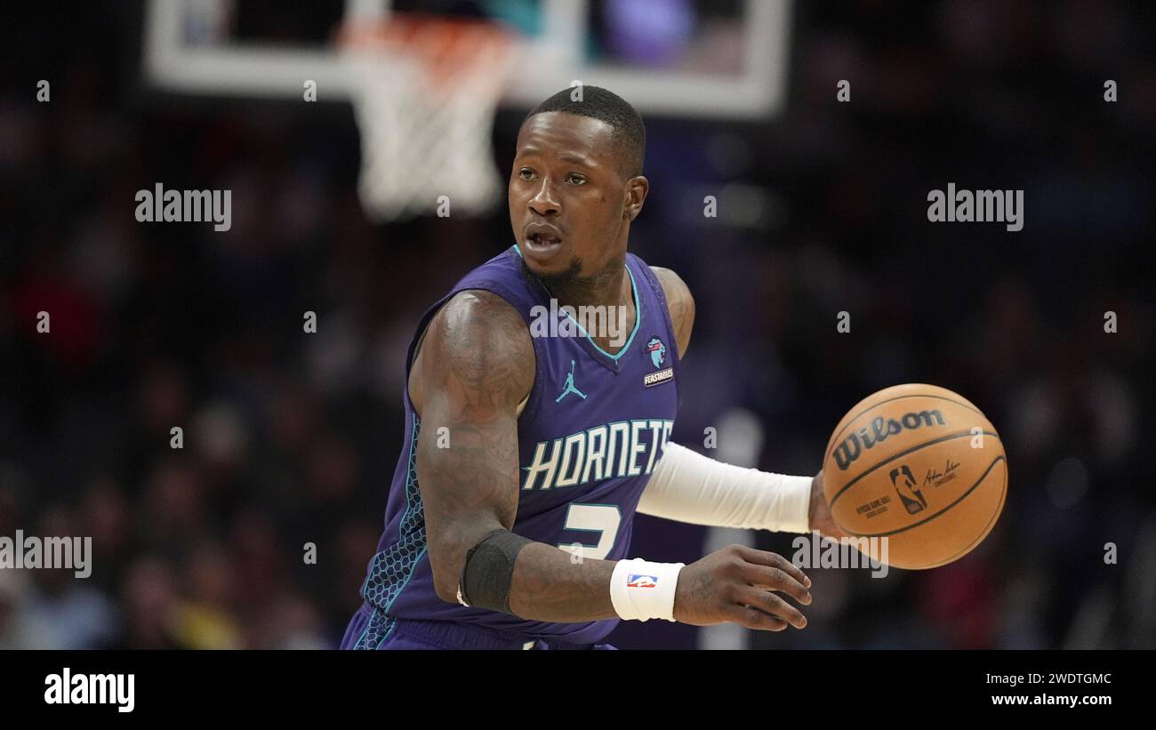 Charlotte Hornets guard Terry Rozier brings the ball down court against ...