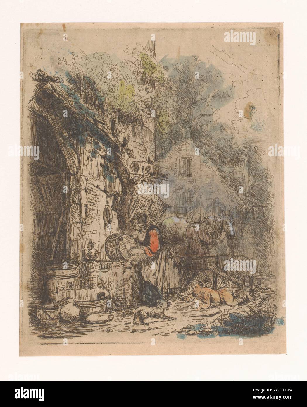 Street face with wife sanding a boiler, Adrien Joseph Verhoeven-Ball ...