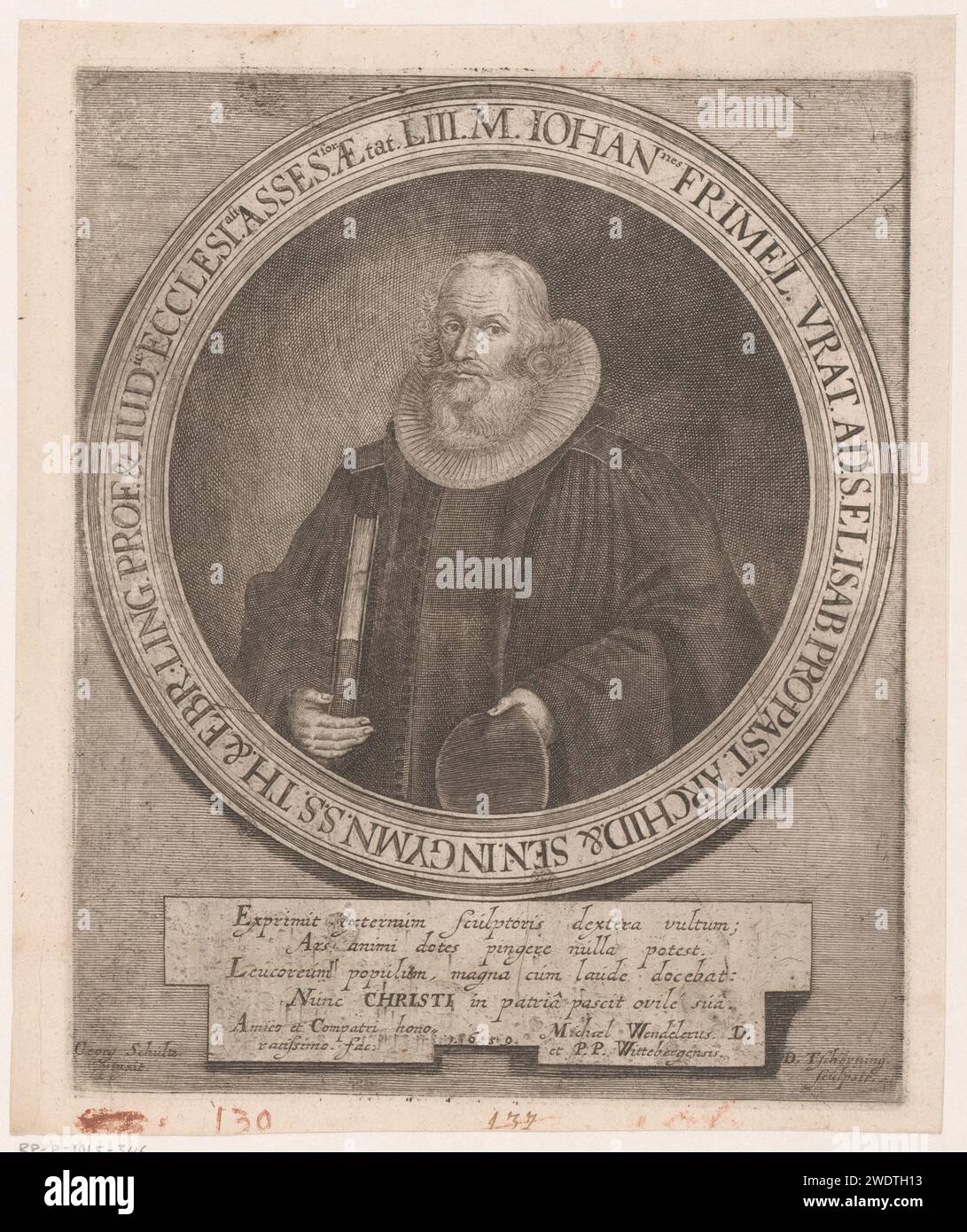 Portret van Johann Frimel, David Tscherning, After Georg Scholtz (II ...