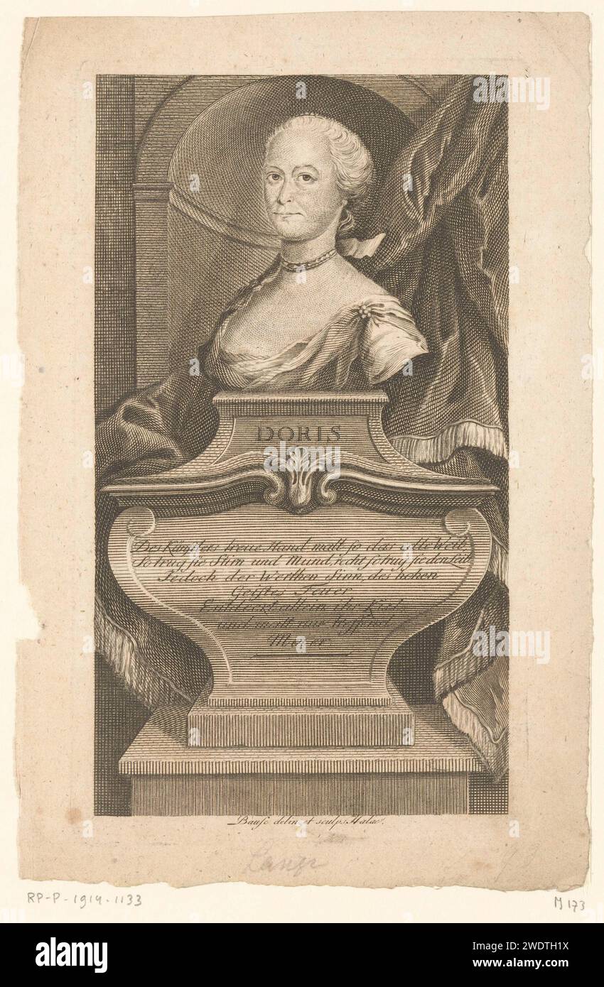 Portrait van Anna Dorothea Lange, Johann Friedrich Bause, 1765 print ...