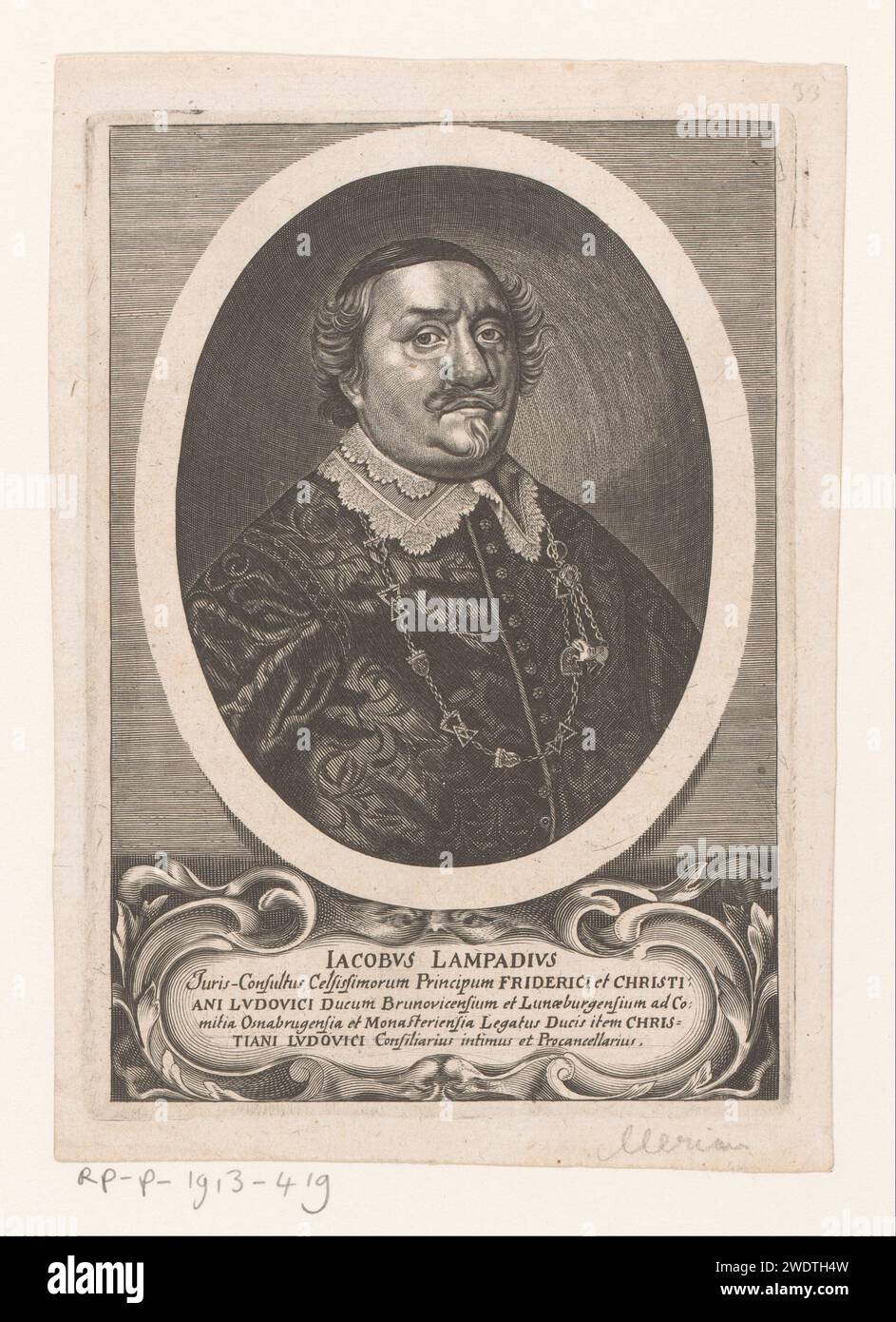 Portret van Jacob Lampadius, Matthäus Merian (I), 1652 paper engraving ...