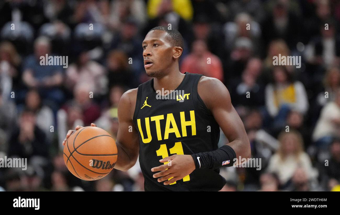 Utah Jazz guard Kris Dunn (11) moves the ball down court during the ...