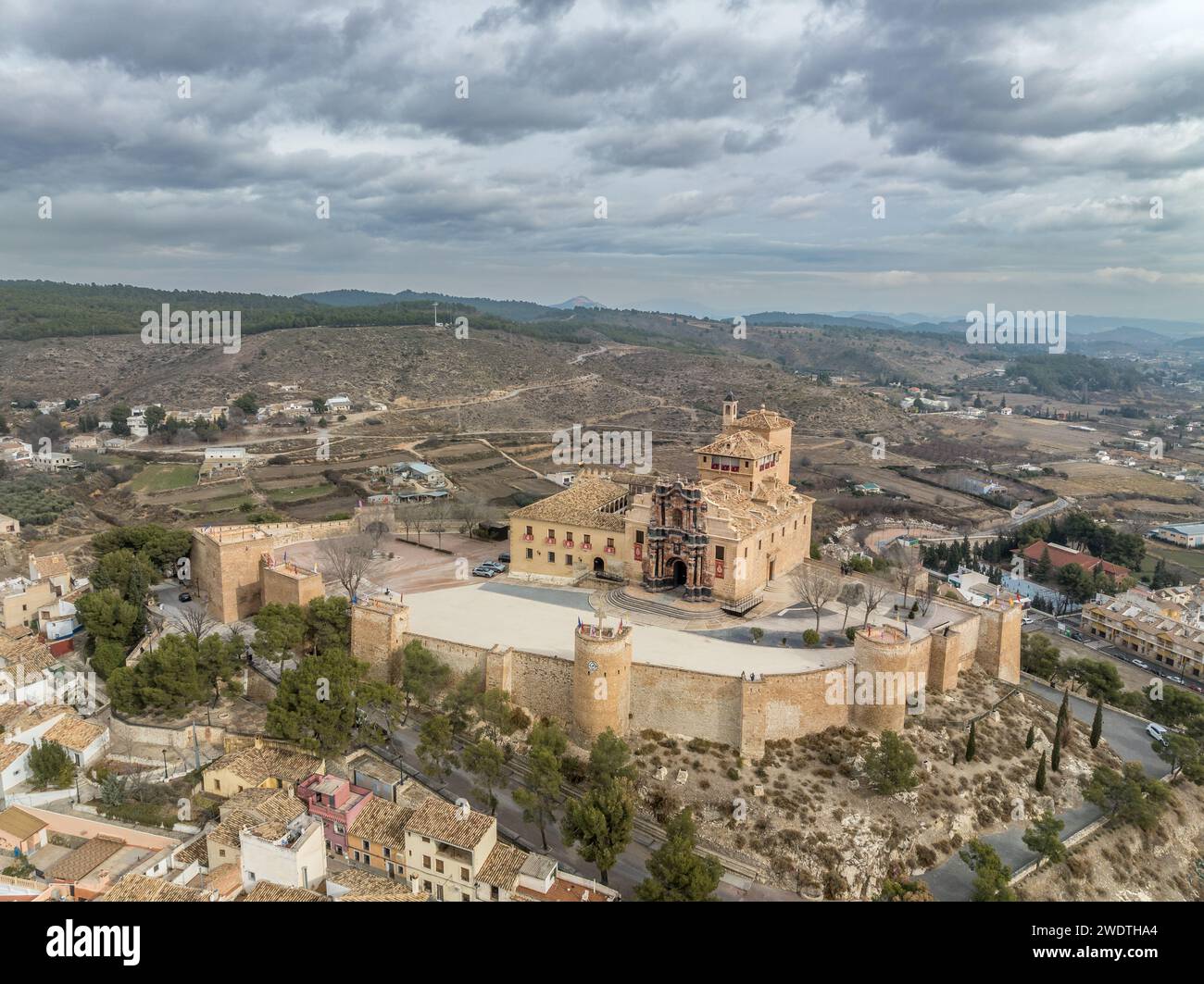 Aerial view of Caravaca de la Cruz in Murcia, southeast Spain. A major ...