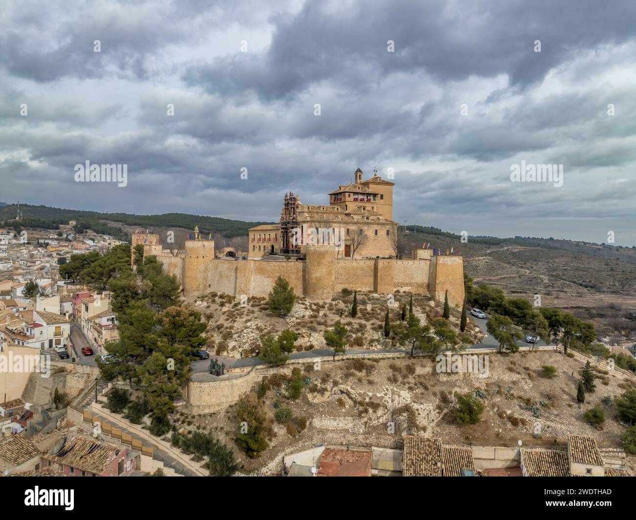 Aerial view of Caravaca de la Cruz in Murcia, southeast Spain. A major ...