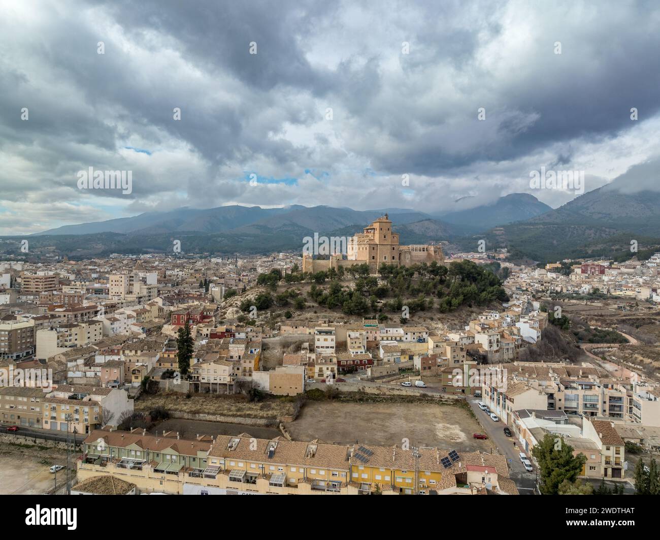 Aerial view of Caravaca de la Cruz in Murcia, southeast Spain. A major ...