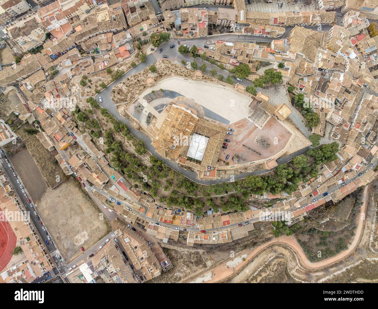 Aerial view of Caravaca de la Cruz in Murcia, southeast Spain. A major ...