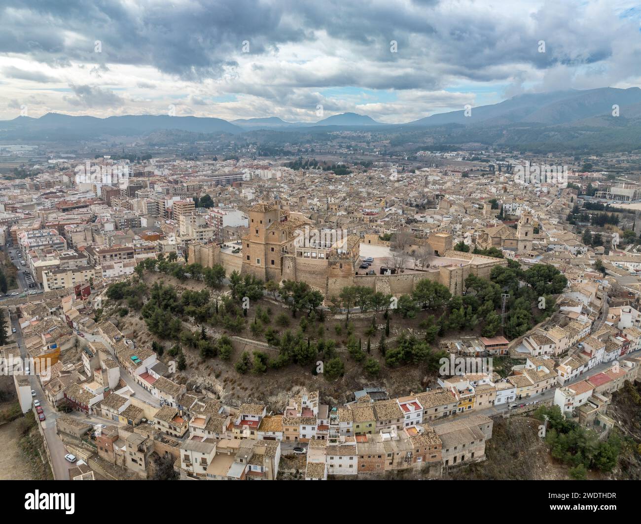 Aerial view of Caravaca de la Cruz in Murcia, southeast Spain. A major ...