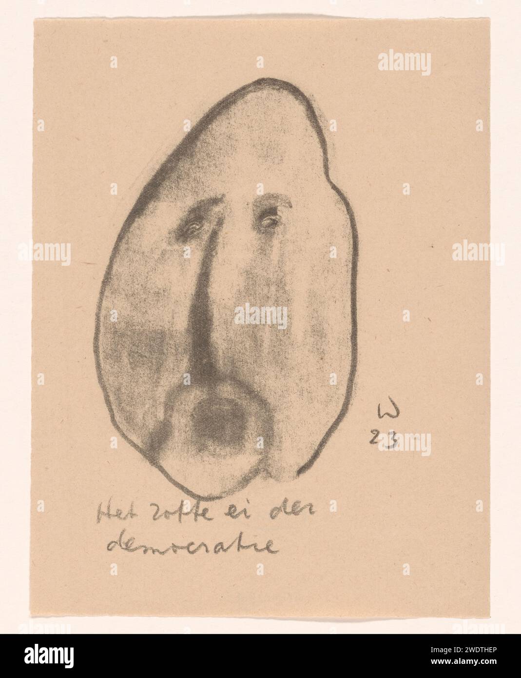 The crazy Egg of Democracy, Erich Wichmann, 1923 print Egg -shaped head ...